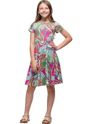 24SEVENKID Paisley Print Dress - Green Multi