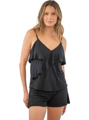 JJWINKS Frill Seeker Lounge & Sleep Top - Black