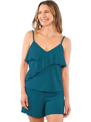 JJWINKS Frill Seeker Lounge & Sleep Top - Deep Teal