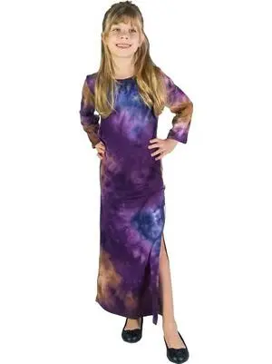 24SEVENKID Tie Dye Long Sleeve Maxi Dress - Purple Multi