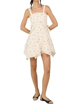 WeWoreWhat Handkerchief Mini Dress - Ivory Multi