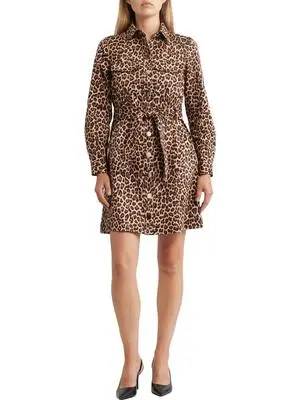 Anne Klein Long Sleeve Shirtdress - Anne Black Multi
