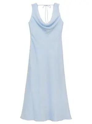 Mango Cowl Neck Sleeveless Dress - Sky Blue