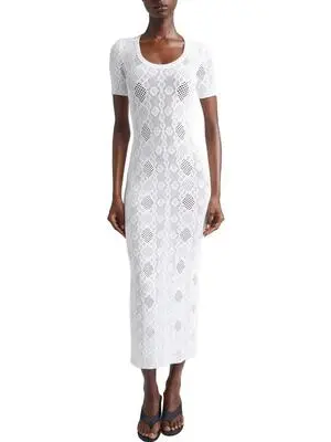 Alaïa Openwork Python Lace Dress - Blanc