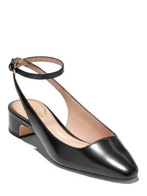 Cole Haan Paden Ankle Strap Slingback Pumps Black Box Leather