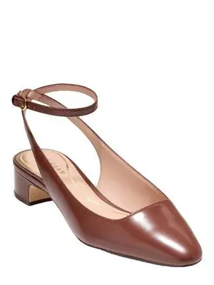 Cole Haan Paden Ankle Strap Slingback Pumps - Dark Cuoio Box Leather