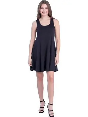 24SEVEN COMFORT APPAREL Petite Sleeveless A-line Fit And Flare Skater Dress - Black