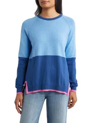 HATLEY Olivia Colorblock Tipped Sweater - Blue