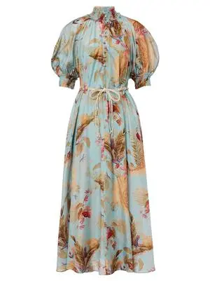 Zimmermann Ascension Billow Floral Silk Maxi Dress - Blue