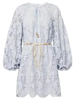 Zimmermann Belted Lace Minidress - Blue