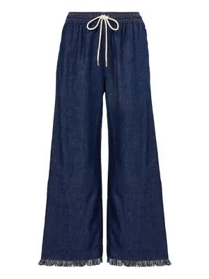 Zimmermann Rhiannon Fringed Wide-leg Jeans - Blue