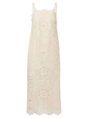 Zimmermann Rhiannon Embroidered Cotton Midi Dress - White