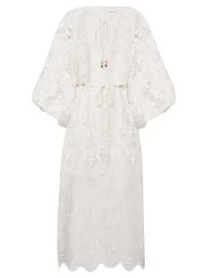 Zimmermann Coco Lace Midi Dress - White