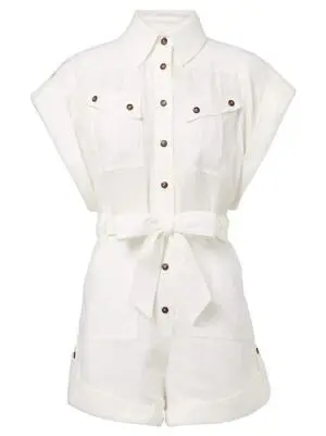 Zimmermann Linen Playsuit - White