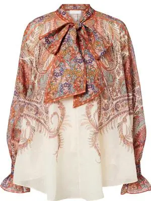 Zimmermann Rhiannon Bow-detail Paisley Blouse - Multicoloured