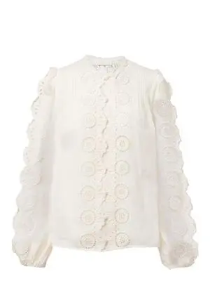Zimmermann Lucky Embroidered Cotton Blouse - White