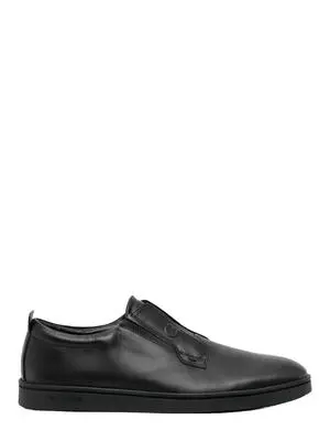 FERRAGAMO Leather Slip-on Sneakers - Black