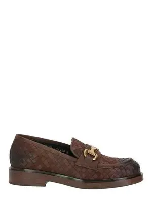 LA ROSE Woven-leather Loafers - Brown