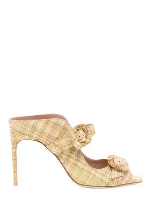 MALONE SOULIERS 100mm Raffia Buckle Sandals - Neutrals