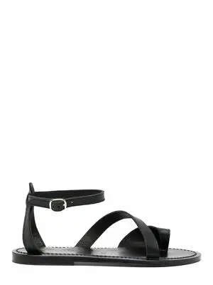 K.JACQUES Leather Cross-strap Sandals - Black