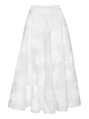 Remain Birger Christensen Floral-embroidered Midi Skirt - White