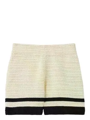 St. John Pointelle Stripe-detail Shorts - Neutrals