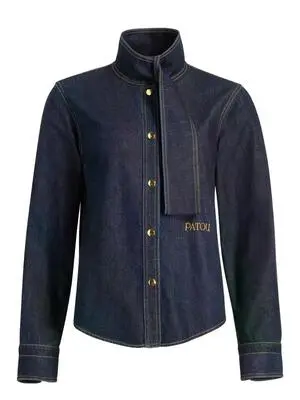 Patou Scarf-collar Denim Shirt - Blue