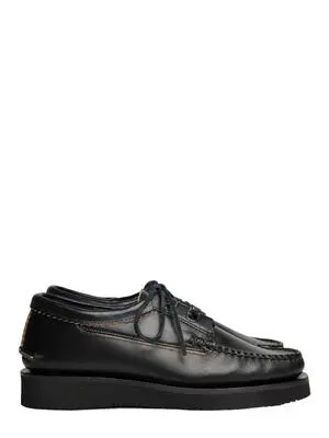 YUKETEN Leather Boat Shoes - Black