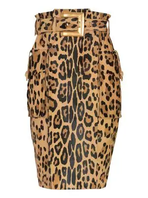 BALMAIN Leopard-Print Wrap Skirt