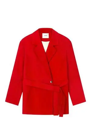 AERON Leather Belted Jacket - Red