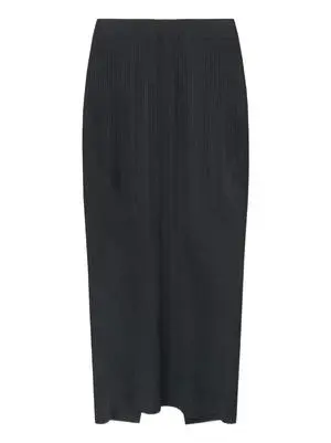 AERON High-waisted Ribbed Knit Skirt - Black