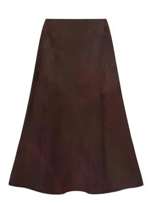 AERON Leather A-line Midi Skirt - Brown