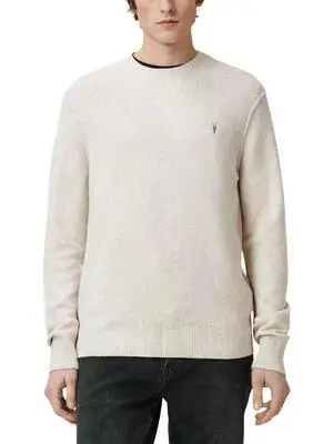 ALLSAINTS Logo-Embroidered Crew-Neck Jumper Neutrals