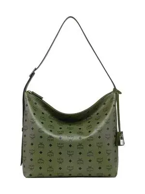 Mcm Large Aren Hobo Visetos Monogram Shoulder Bag - Green