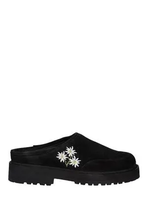 Diemme Maggiore Stella Embroidered Platform Mules - Black