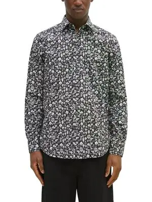 Paul Smith Floral Print Cotton Shirt - Black