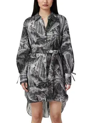 ALLSAINTS Snakeskin Print Shirt Dress - Grey