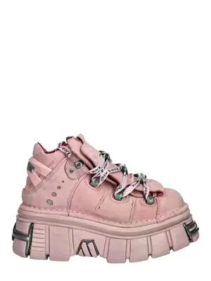NEW ROCK Lace-up Platform Trainers - Pink