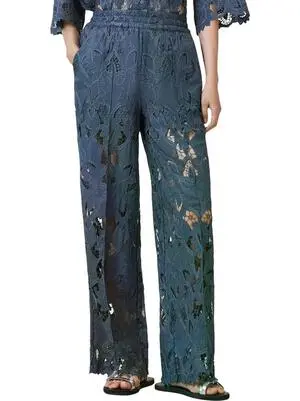ALLSAINTS Floral Lace Trousers - Blue