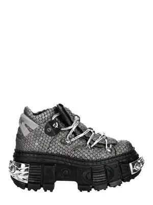 NEW ROCK Metallic-accents Platform Sneakers - Black