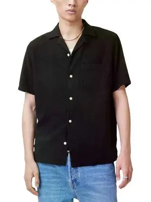 ALLSAINTS Hudson Camp-collar Short-sleeve Shirt - Black