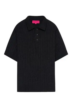 THE ELDER STATESMAN Nora Lite Check Polo - Black