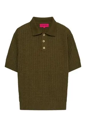 THE ELDER STATESMAN Nora Lite Check Polo - Green