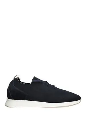 AURELIEN Active Knitted And Suede Low-top Trainers - Navy