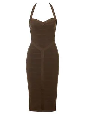House Of Cb Halterneck Bandage Midi Dress - Chocolat