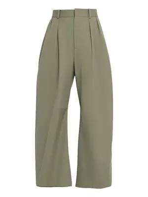 Loewe High-rise Pleated Barrel-leg Ankle Trousers - Khaki Green