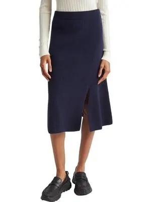Moncler Virgin Wool & Cashmere Midi Skirt - Deep Navy