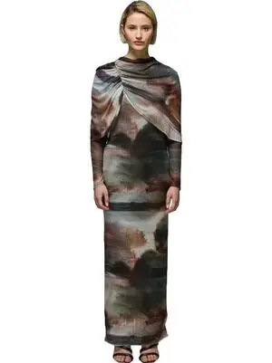 DASKA Capella Maxi Dress - Black Blur Print
