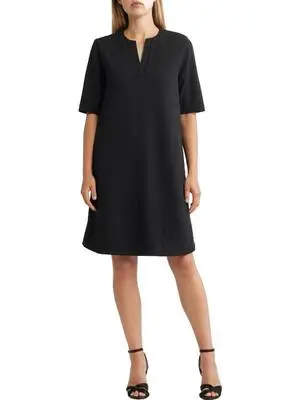 Ming Wang Stretch Crepe A-line Dress - Black