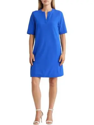 Ming Wang Stretch Crepe A-line Dress - Sapphire Sea